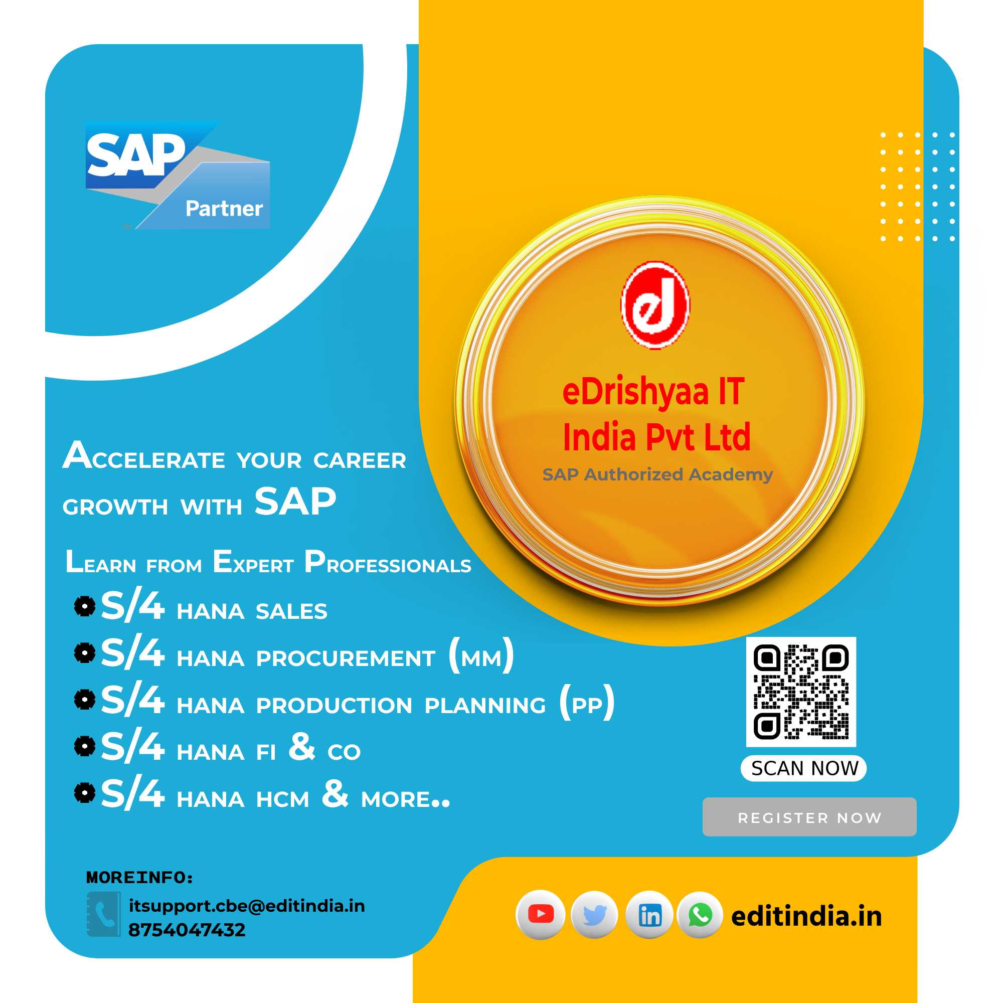 Learn SAP S/4 HANA in Coimbatore at eDrishyaa IT India