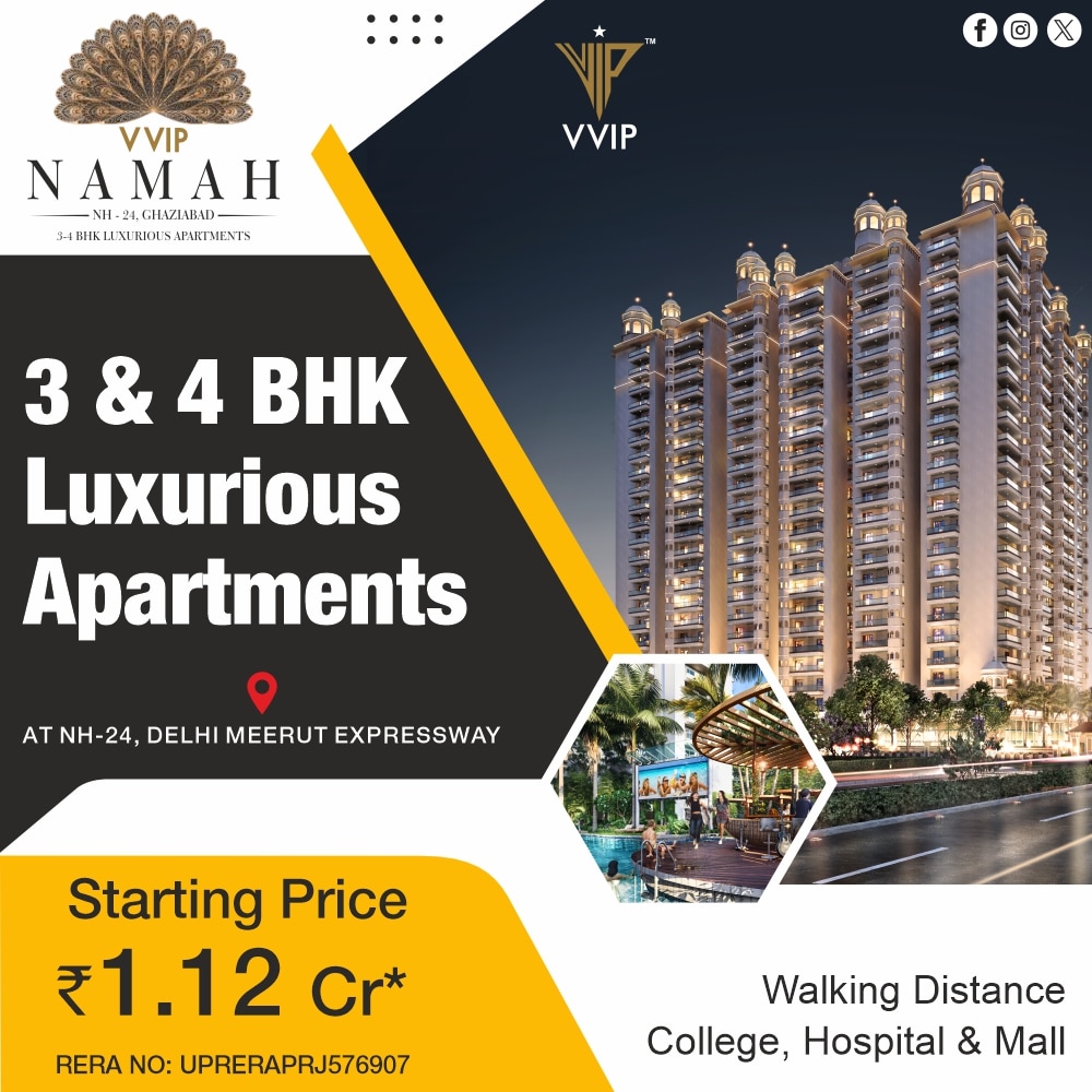 Book Your Luxury 3 And 4 BHK Apartments At VVIP Namah Ghaziabad - ADPOSTMAN
